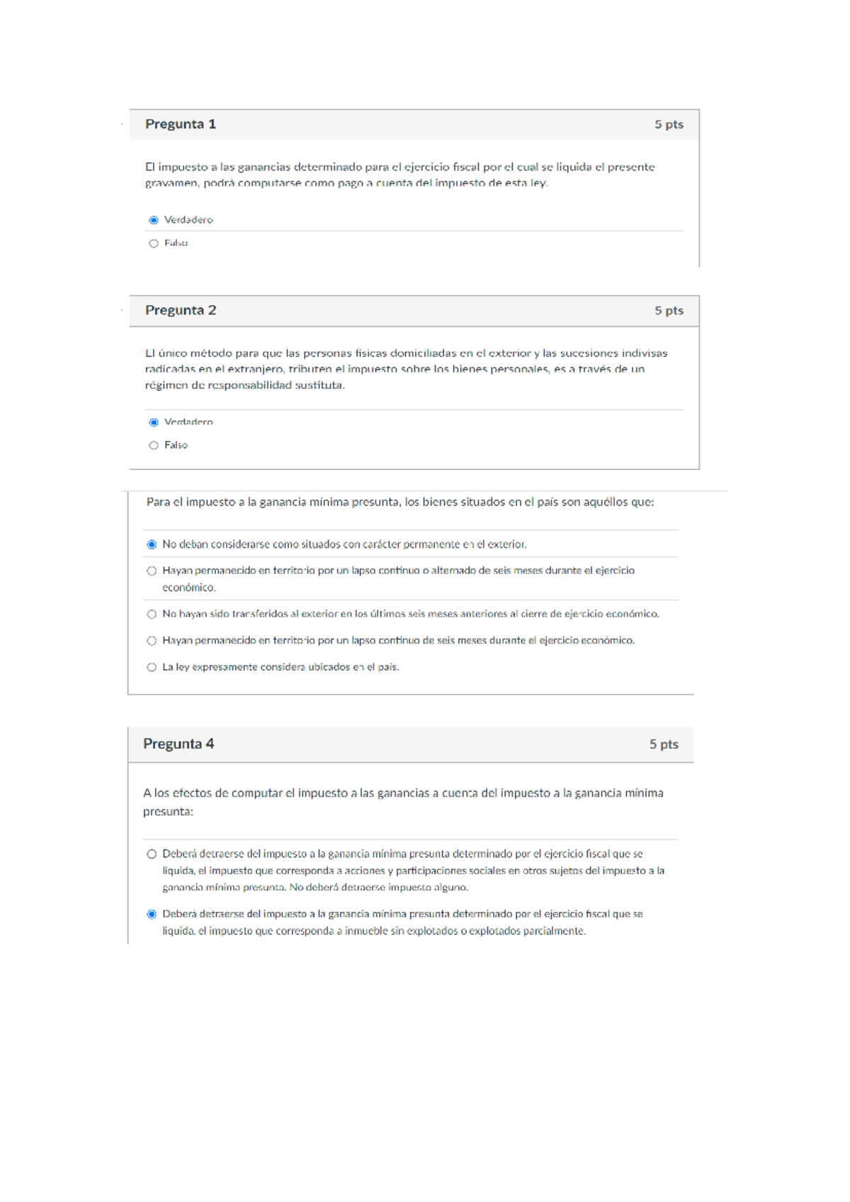 Tp2 70% regimen tributario - Pregunta 1 5 pts El impuesto a las ganancias determinado para el ...