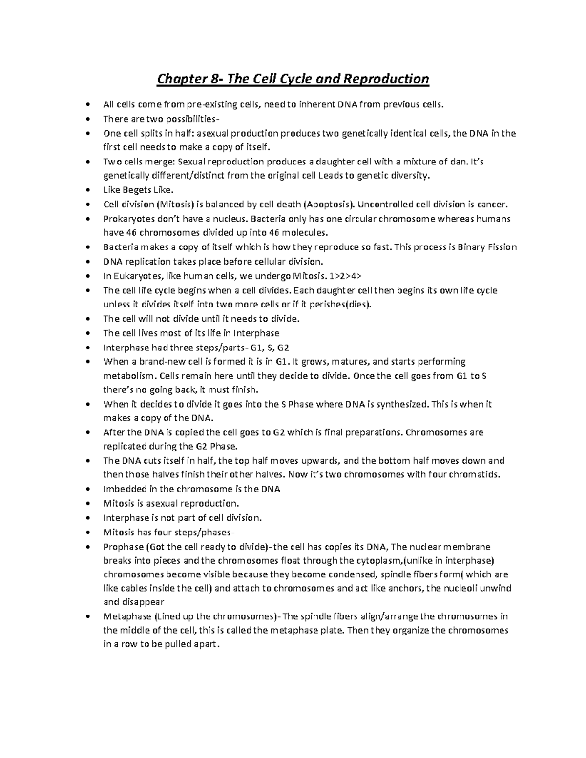 Chapter 8 - The Cell Cycle and Reproduction. Mitosis and Meiosis ...