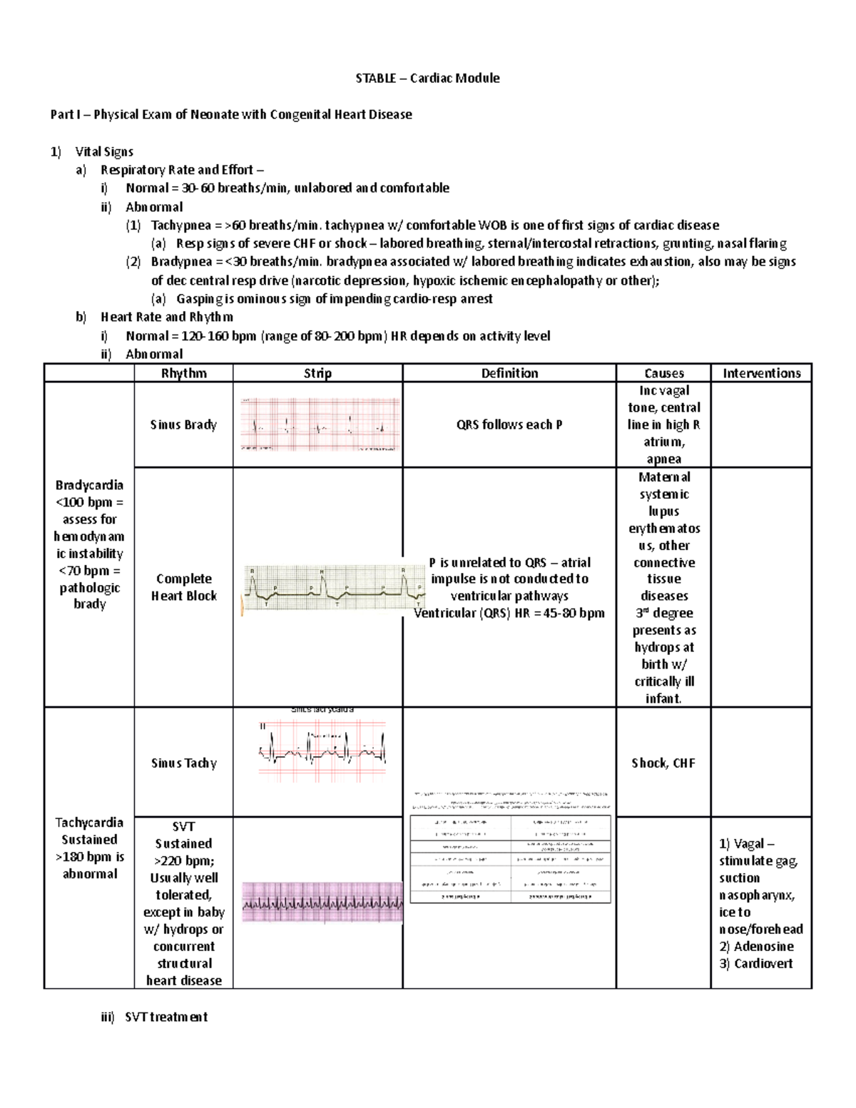Stable Cardiac Module notes - STABLE – Cardiac Module Part I – Physical ...