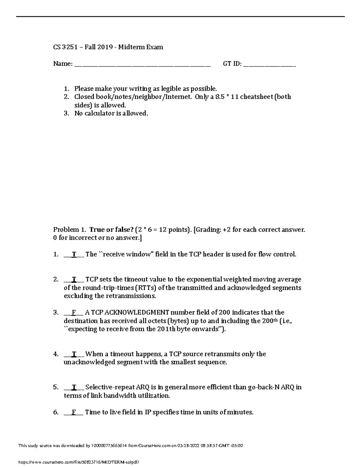 Midterm solution I CS3251 - CS 3251 - Georgia Tech - Studocu