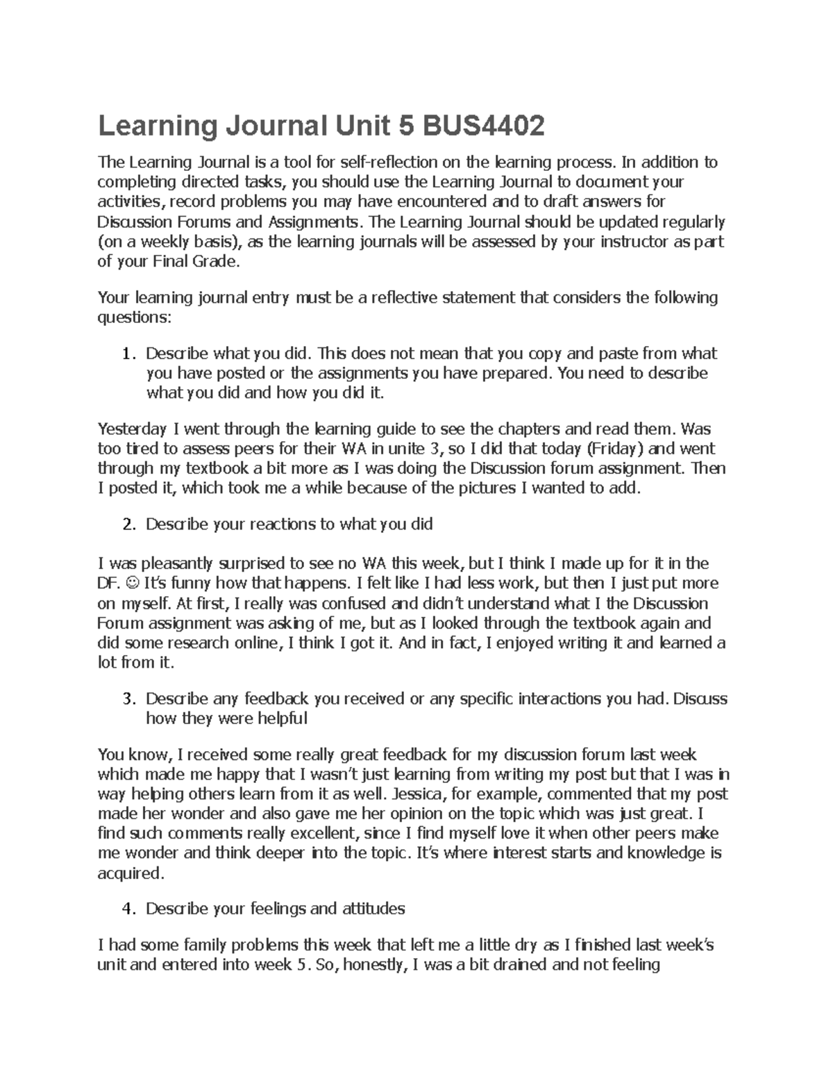 Learning Journal Unit 5 BUS4402 - Learning Journal Unit 5 BUS The ...