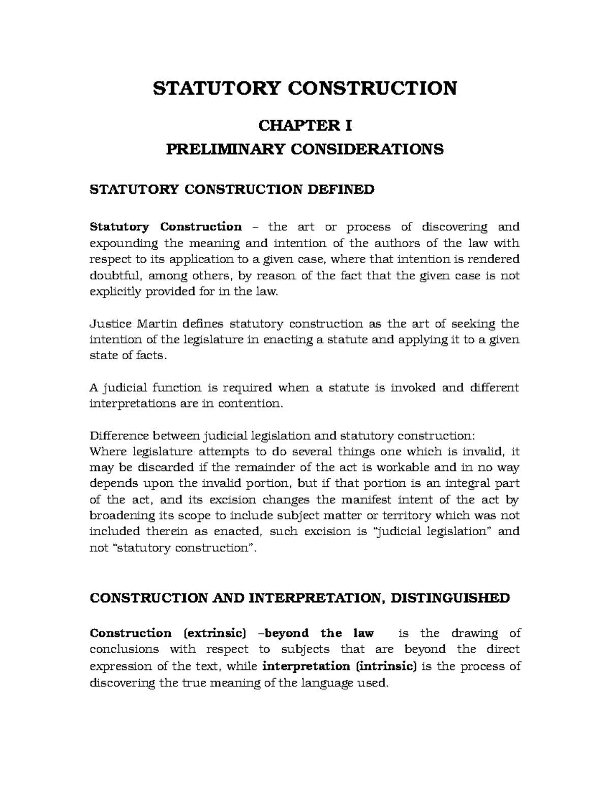 Statutory construction reviewer agpalo - STATUTORY CONSTRUCTION CHAPTER ...