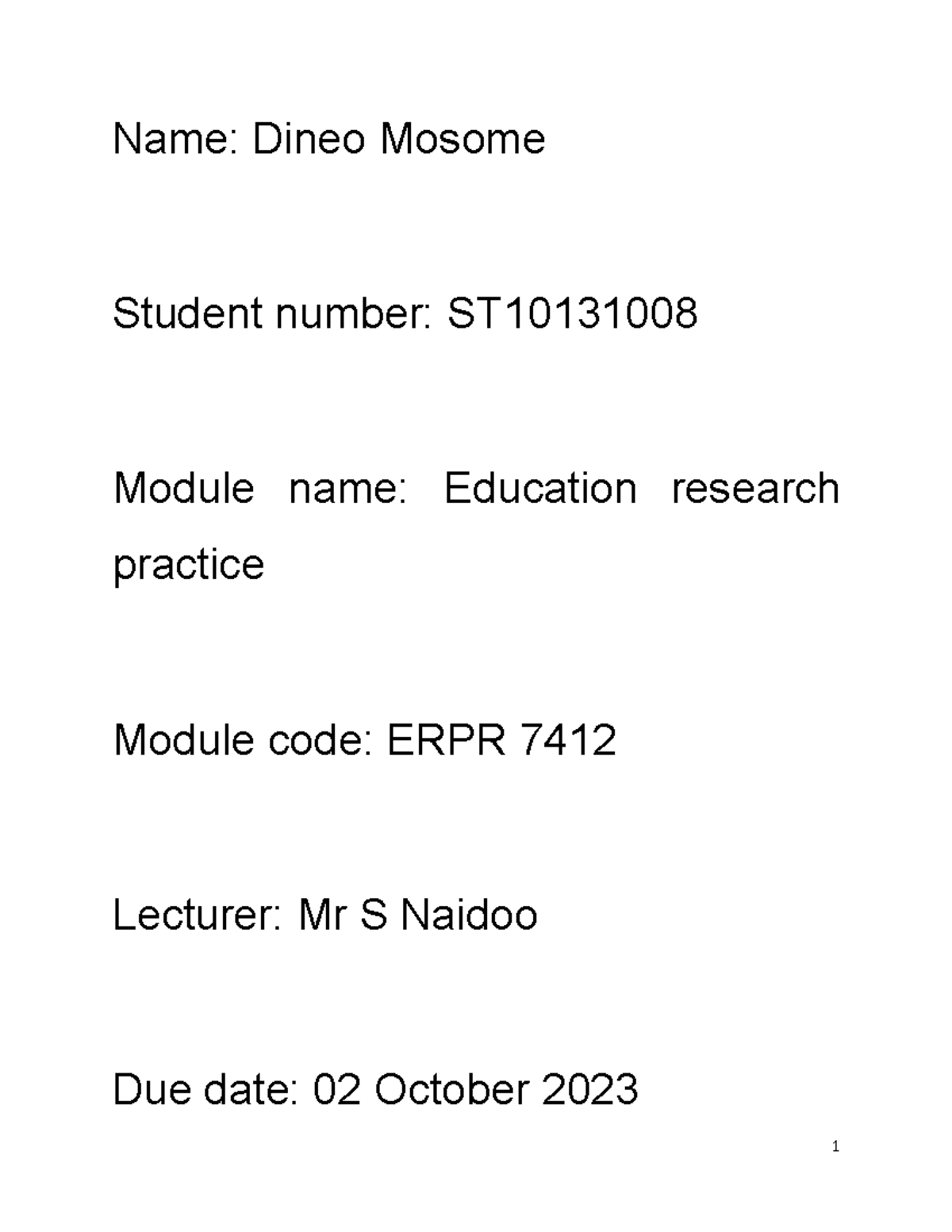 Erpe tas 2 - Copy - Copy - engllish - Name: Dineo Mosome Student number ...