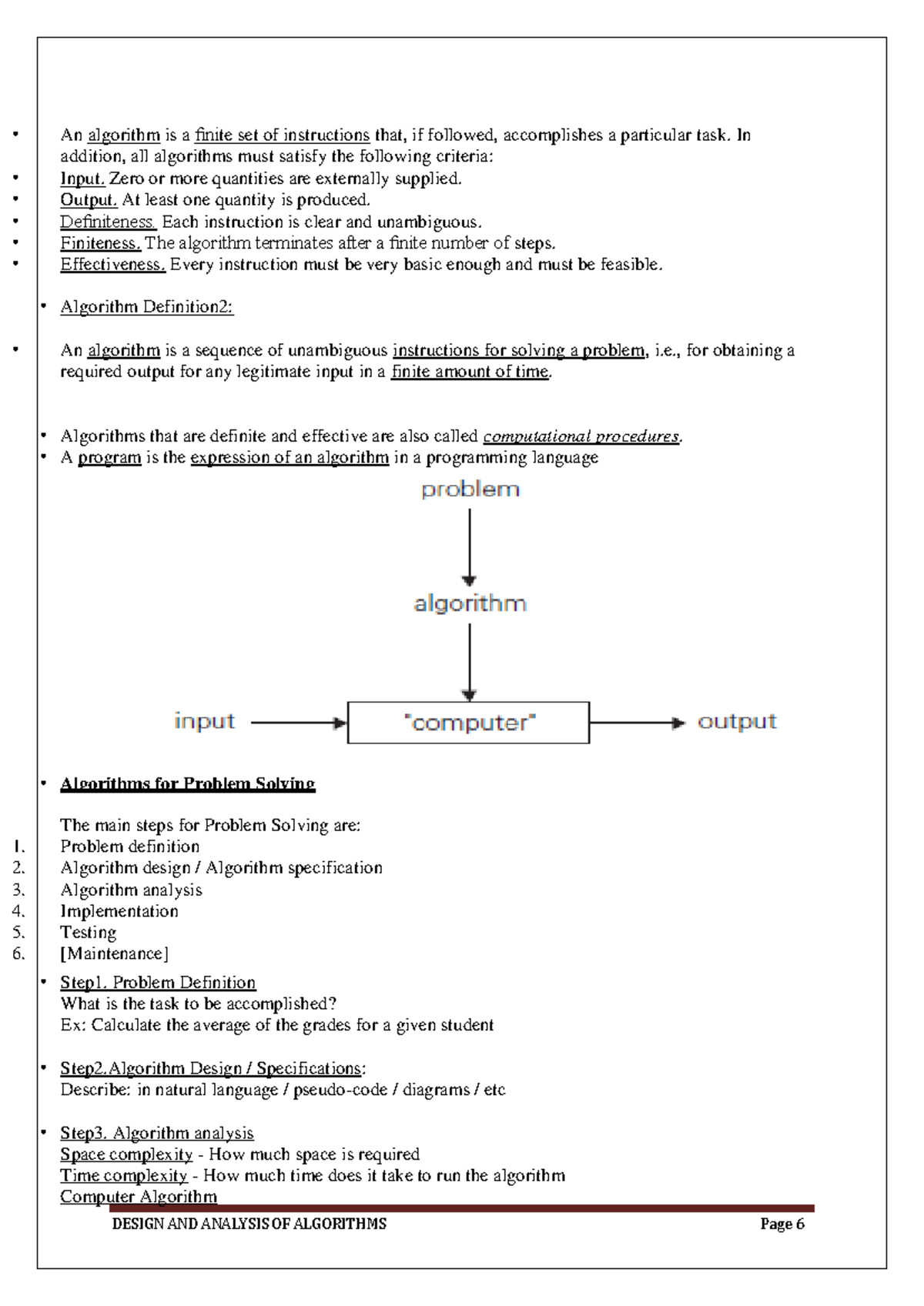 202012 20 Design And Analysis Algorithms Removed An Algorithm Is A Finite Set Of Instructions