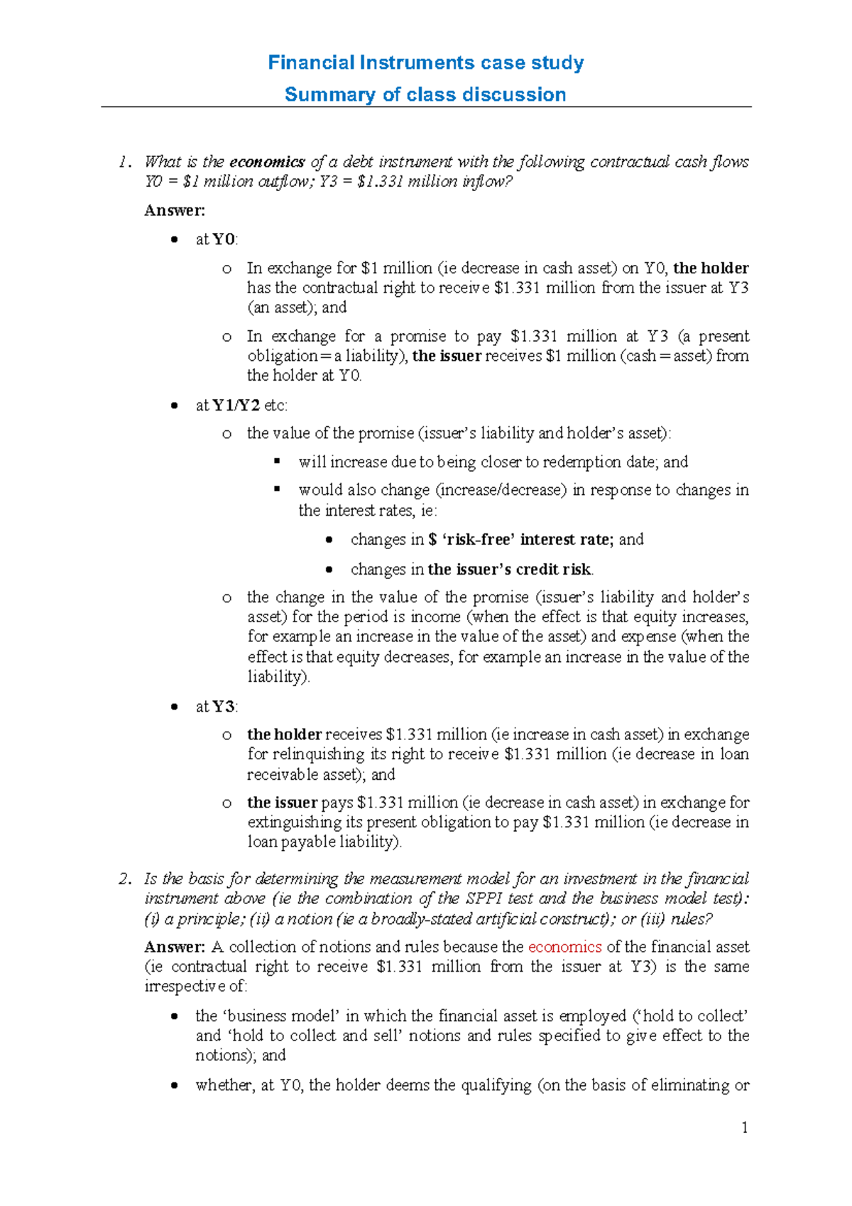 FA Week 5 Part E financial Instruments case study (2024) Summary OF ...
