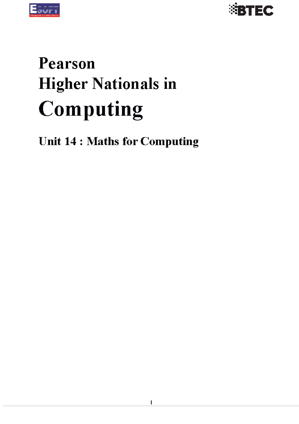2646 1665226051913 Maths For Computing Pearson Higher Nationals In Computing Unit 14 Maths