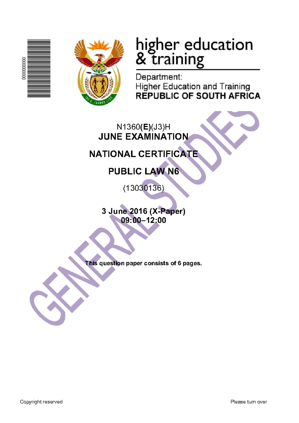 N6 Public Law June 2016 - answers - N1360(E)(J3)H JUNE EXAMINATION ...