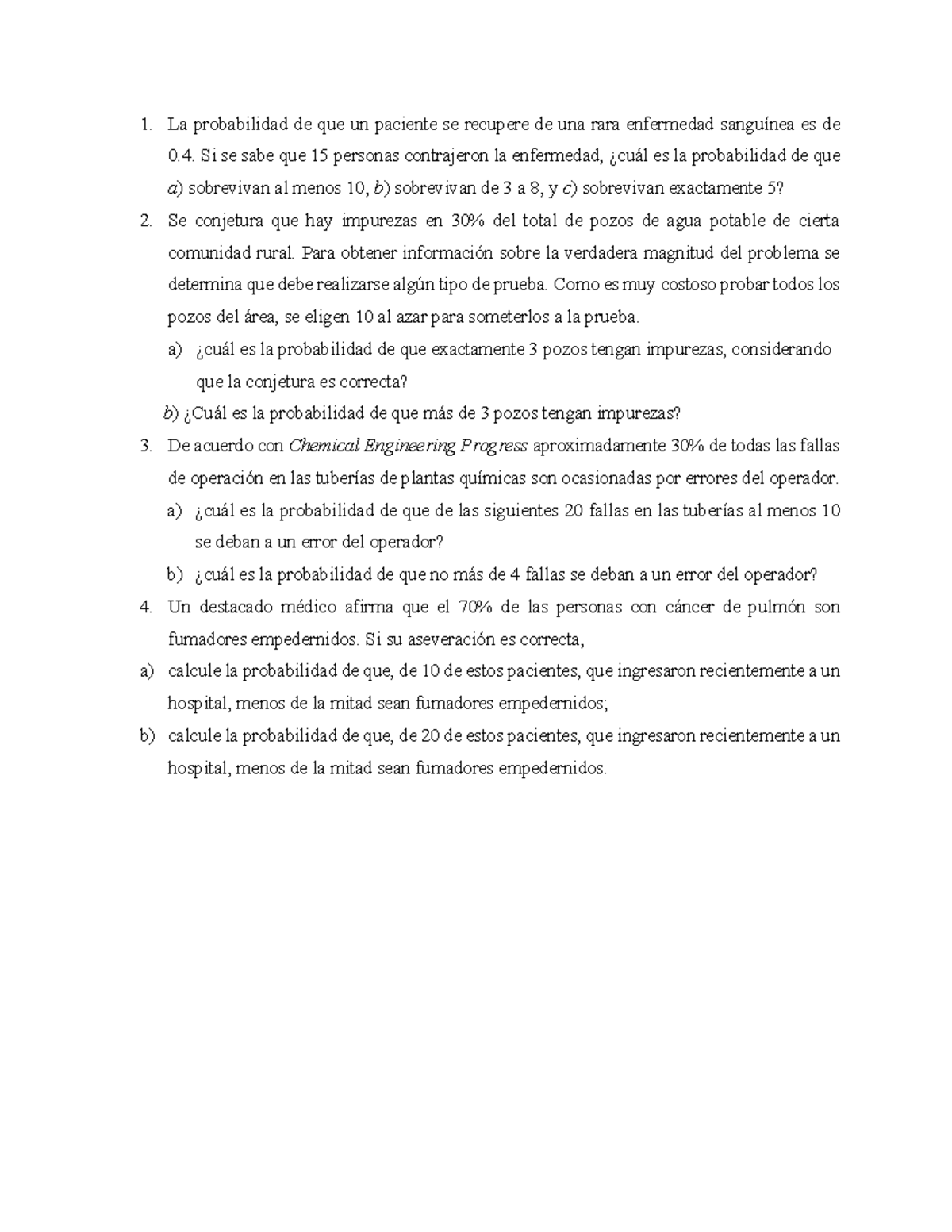 Ejercicios DE Distribuciones Discretas 1 - La probabilidad de que un ...