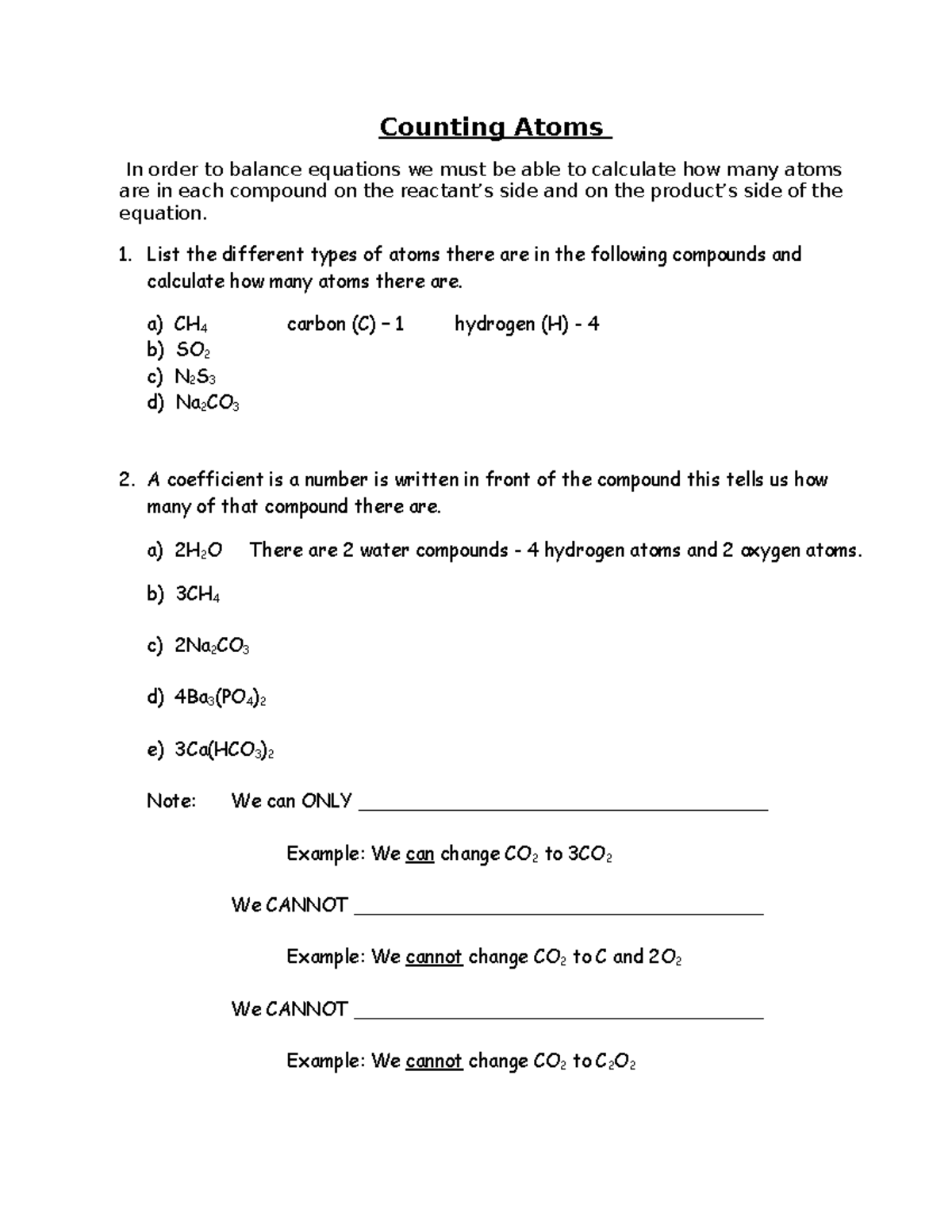 12 Counting Atoms - handout - Counting Atoms In order to balance ...