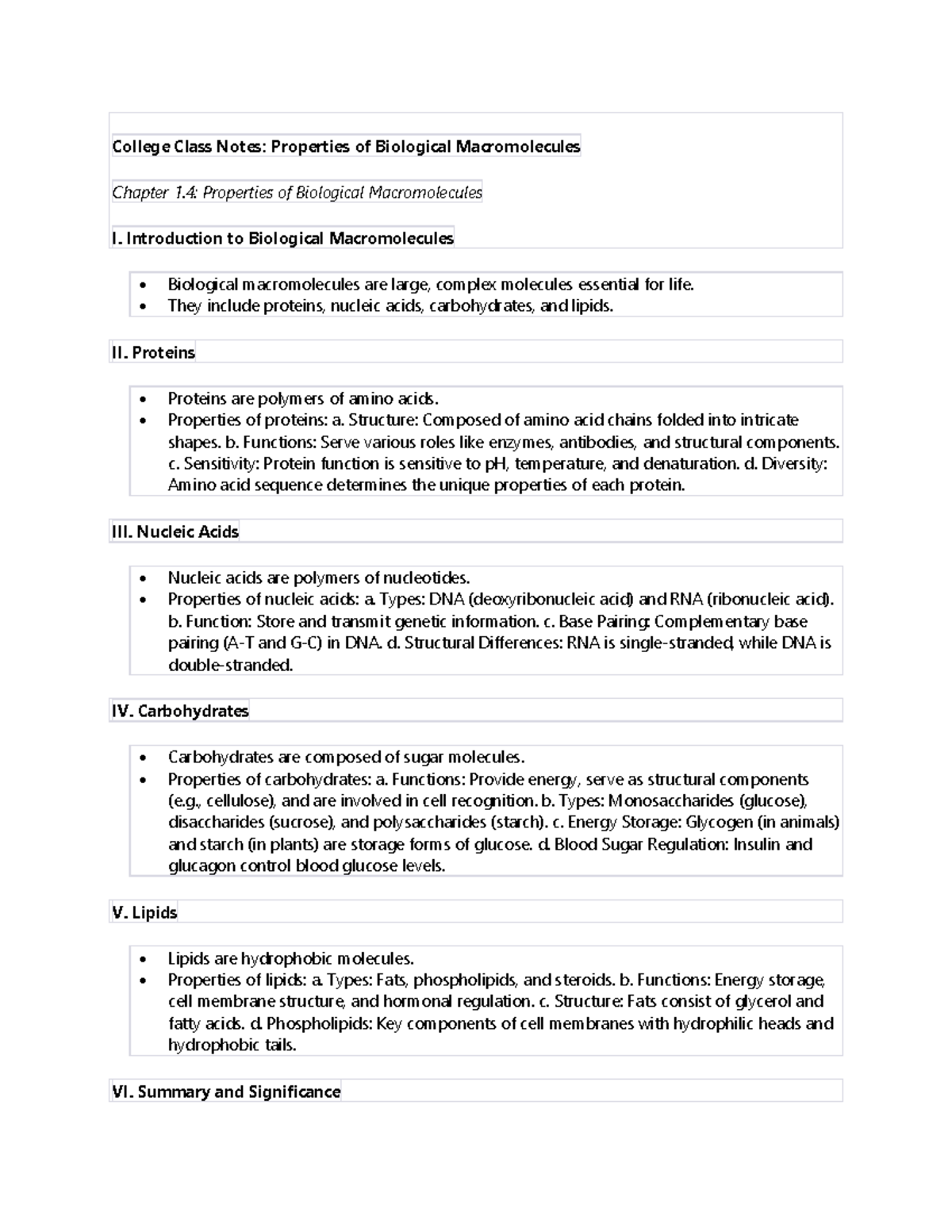 Properties of Biological Macromolecules - Introduction to Biological ...