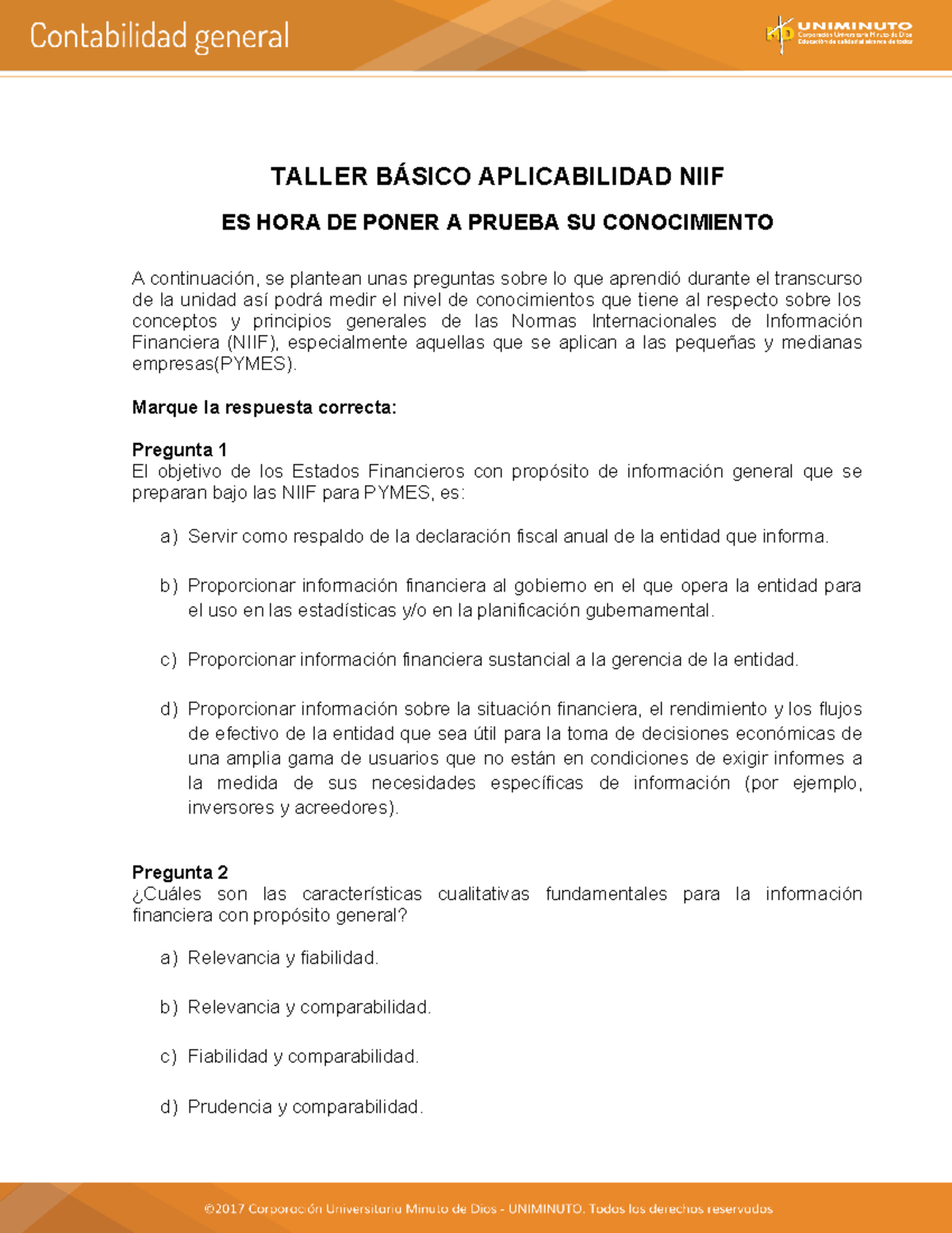 Uni2 act3 tal bas apl nii - TALLER BÁSICO APLICABILIDAD NIIF ES HORA DE ...