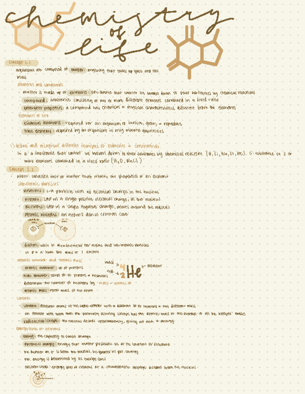 LIFE120 Chemistry of Life - chemistry of Life come. . . . . . composed ...