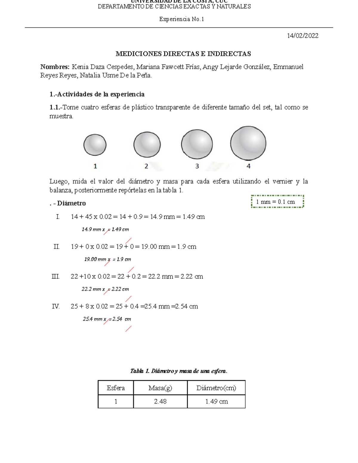 Mediciones Directas E Indirectas - Experiencia No. DEPARTAMENTO DE ...