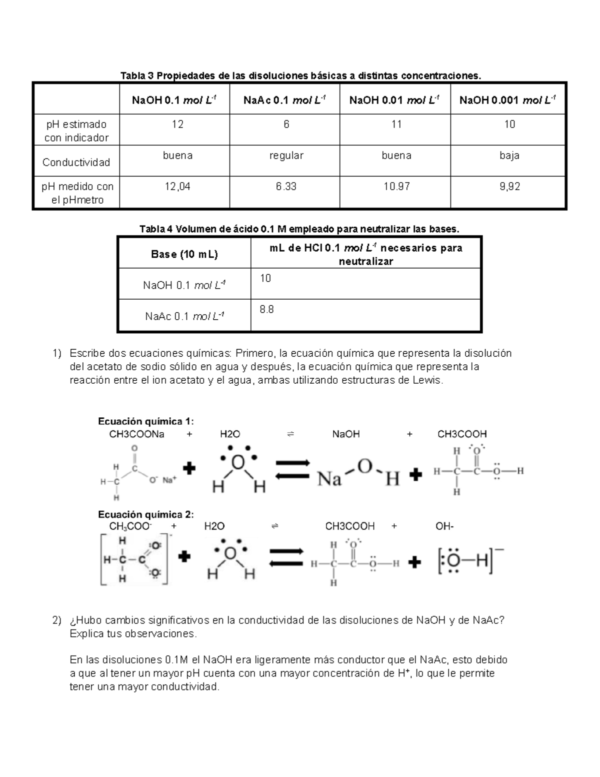 Practica 8 ácidos y bases fuertes - Tabla 3 Propiedades de las ...
