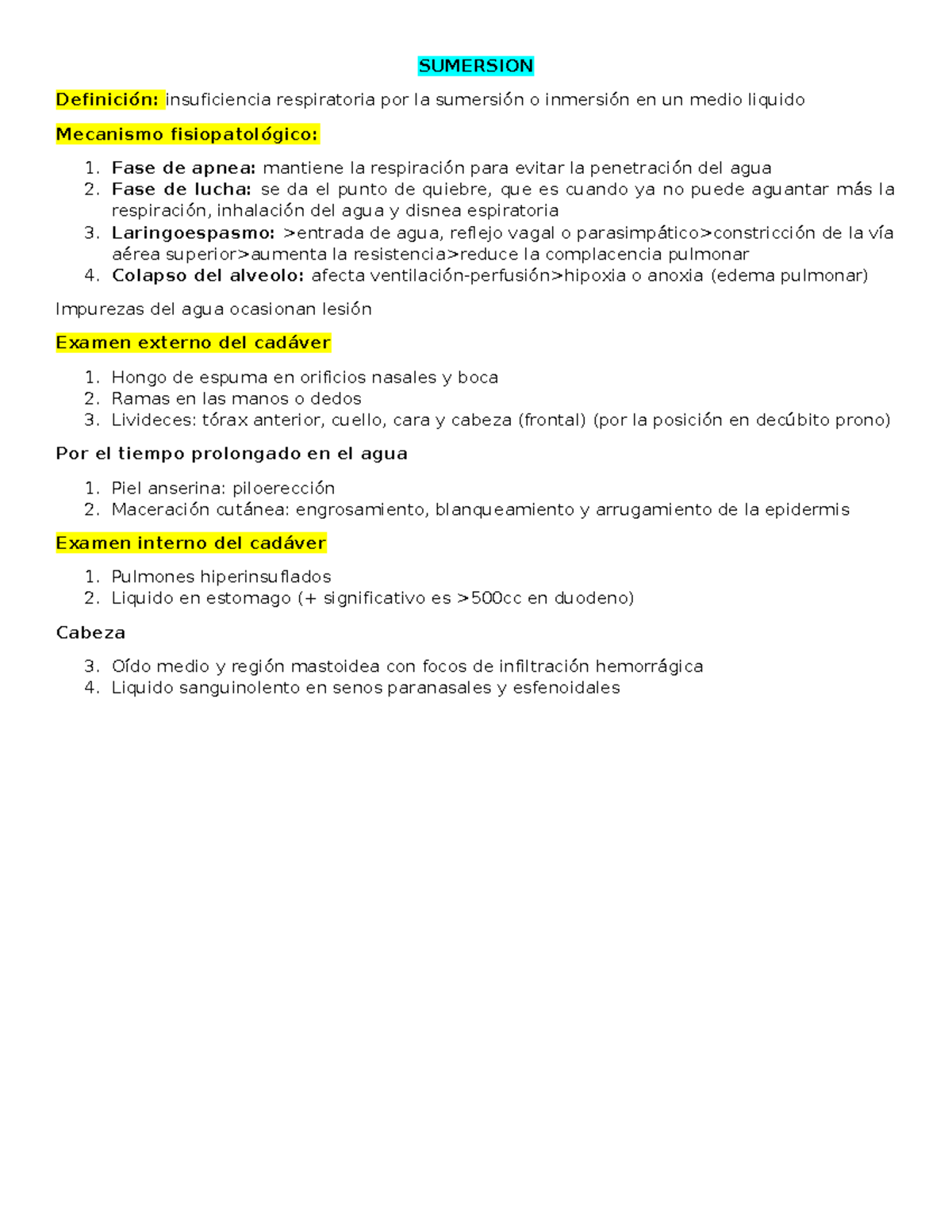 Sumersion - SUMERSION Definición: insuficiencia respiratoria por la ...