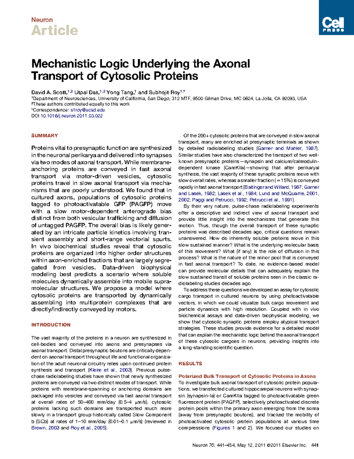 Slow transport - hello - Article Mechanistic Logic Underlying the ...