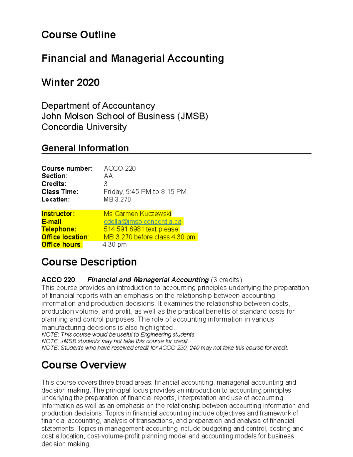Final Course Outline winter 2020 - Course Outline Financial and ...