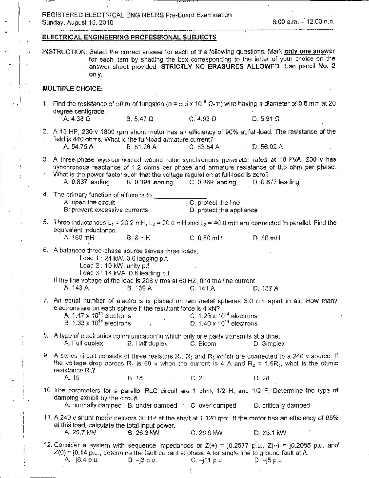 Exam 2010 - Electrical engineering - Studocu