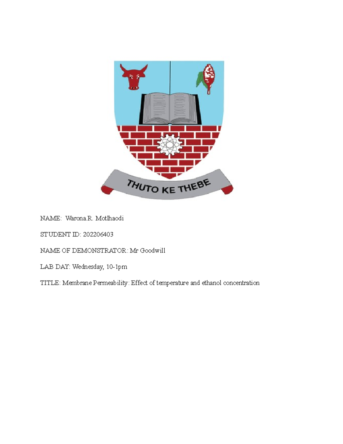Final Beetroot - Lab report - NAME: Warona. Motlhaodi STUDENT ID ...