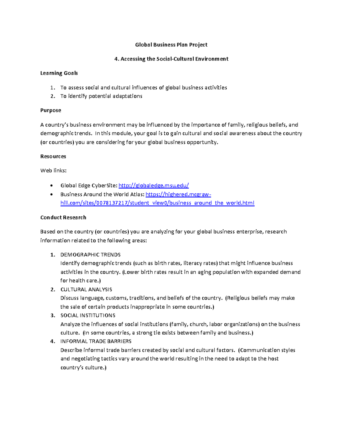 GBP 04 Accessing the Social Cultural Environment - Global Business Plan ...