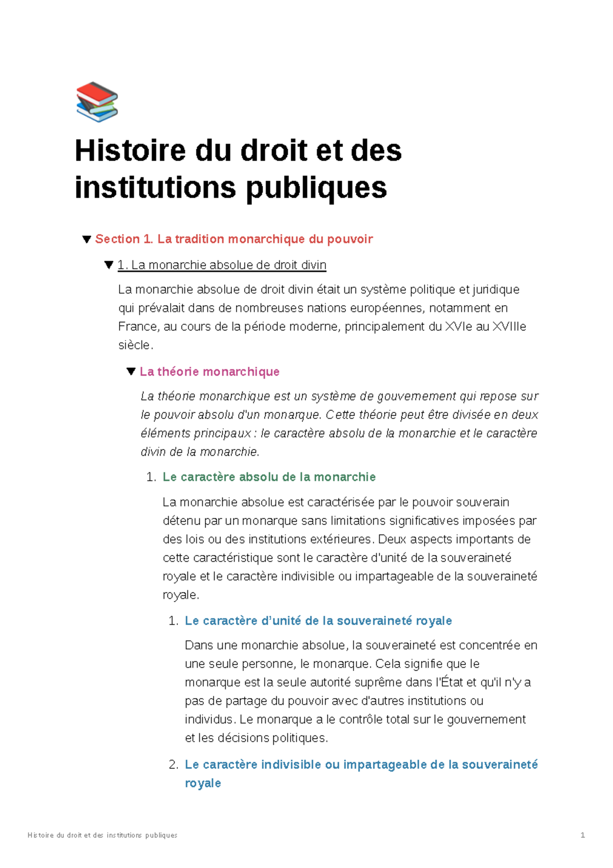 Histoire du droit - La tradition monarchique du pouvoir 1. La monarchie ...