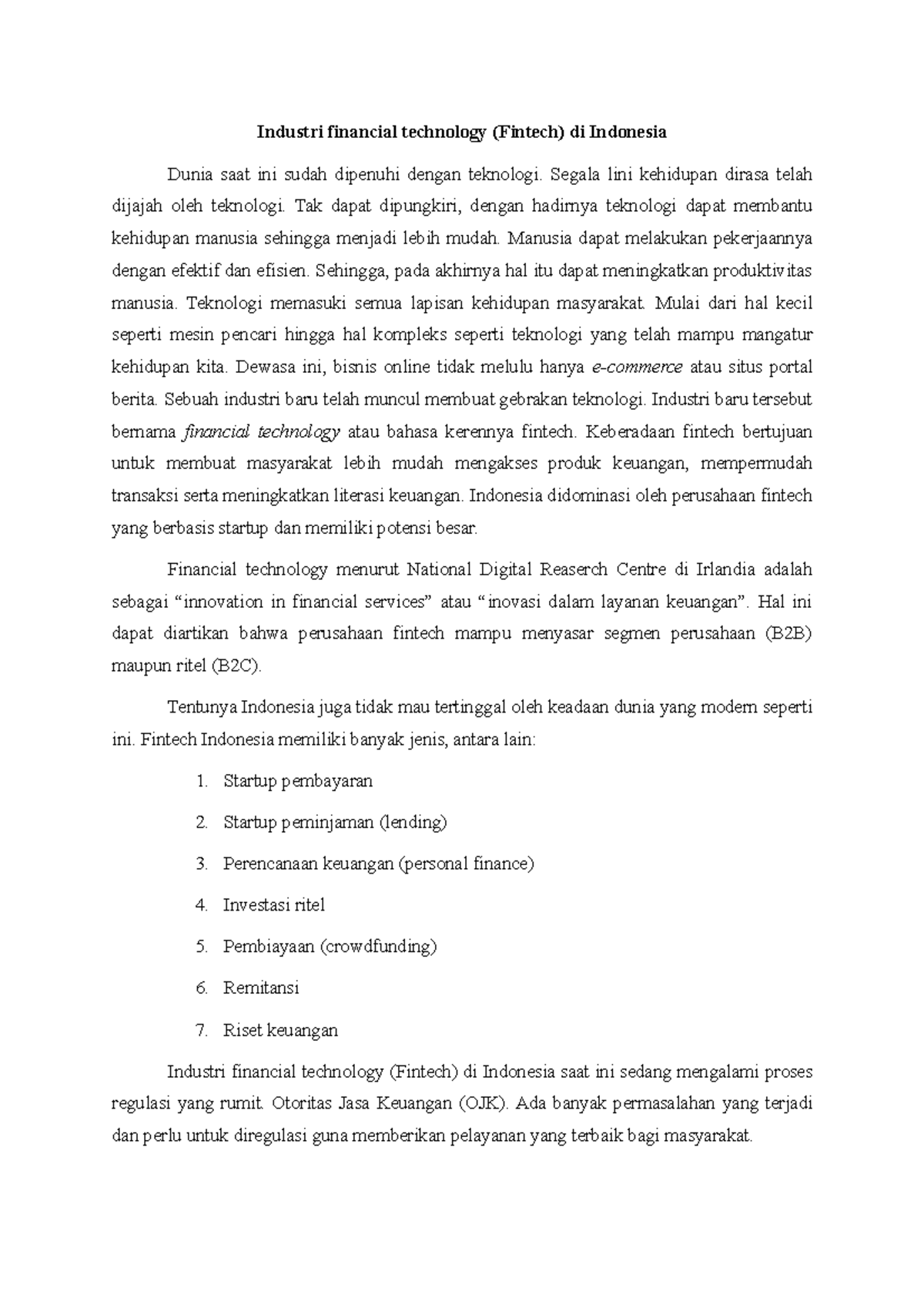 Industri financial technology di Indonesia - Industri financial ...