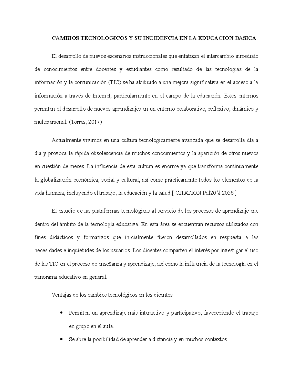 Cambios Tecnologicos Y SU Incidencia EN LA Educacion Basica - CAMBIOS ...