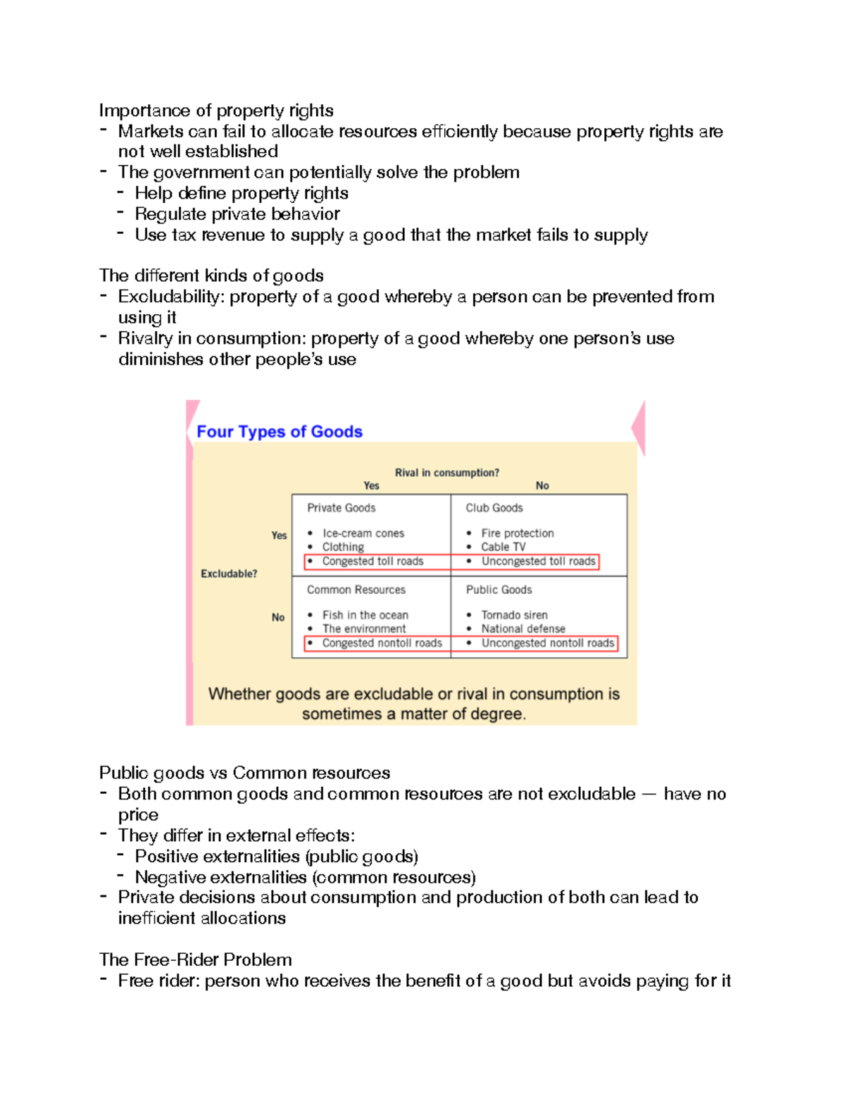 Economics Chapter 11 - Importance of property rights - Markets can fail ...
