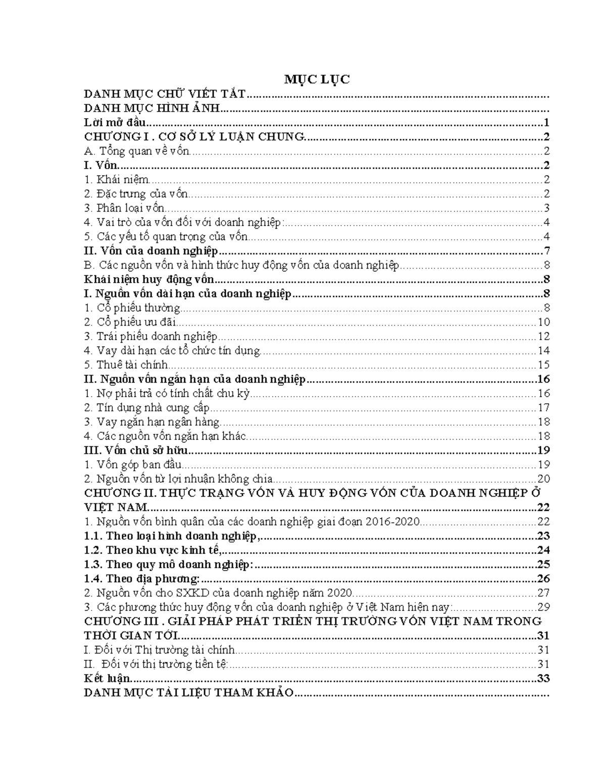 Tiểu luận tài chính tiền tệ về nguồn vốn - MỤC LỤC DANH MỤC CHỮ VIẾT ...