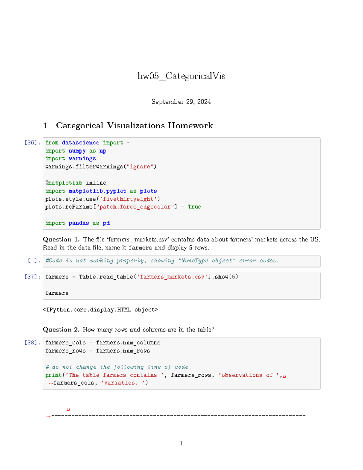 Hw05 Categorical Vis - Homework 5 Answer Key - hw05_CategoricalVis September 29, 2024 1 ...