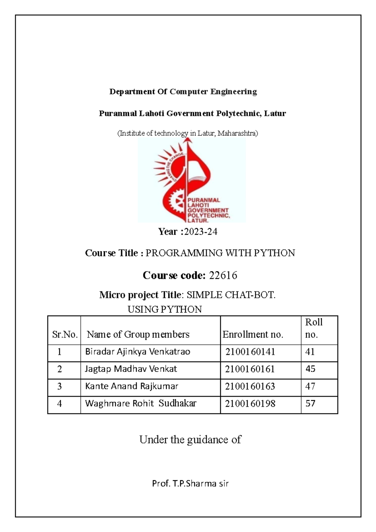 DOC-20240302-WA0001 - ####### Department Of Computer Engineering ####### Puranmal Lahoti ...