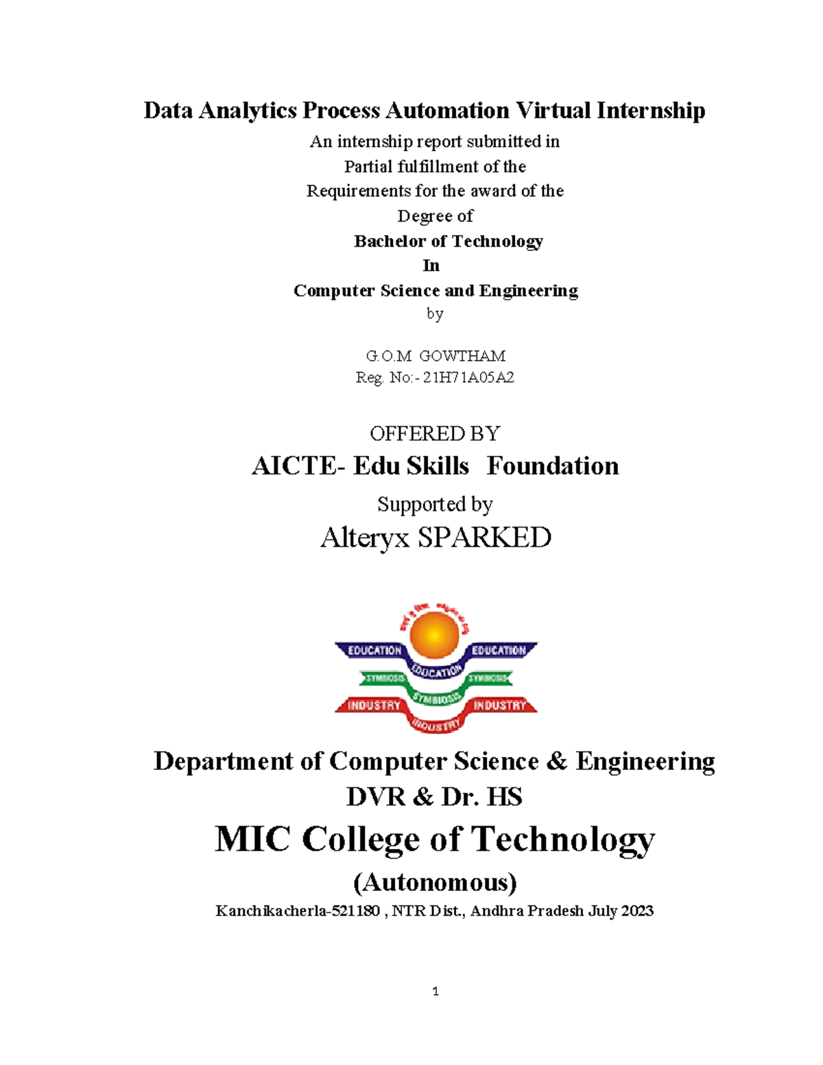 cyber security Internship Report - Data Analytics Process Automation Virtual Internship An - Studocu