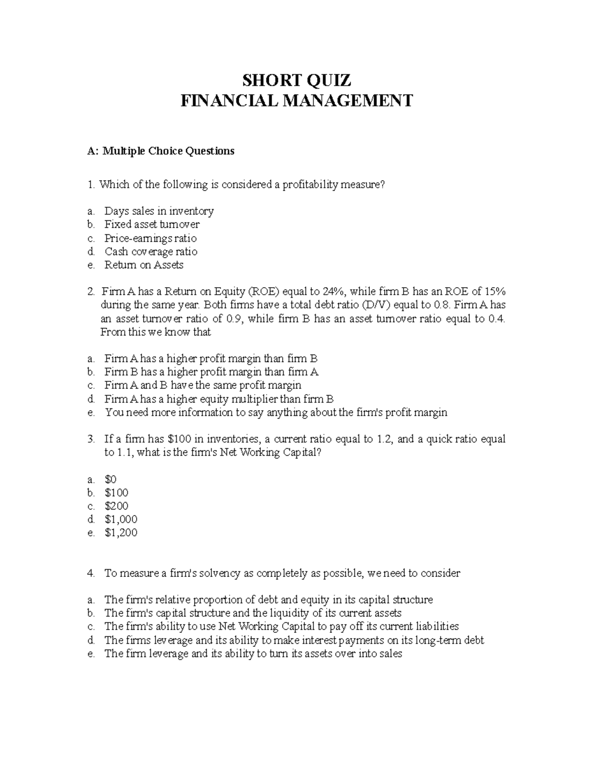 Short Quiz - it compose of multiple choice questions - SHORT QUIZ ...