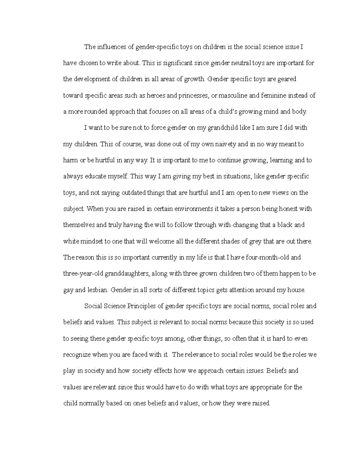 SCS 200 Applied Social Science Project One - The influences of gender ...