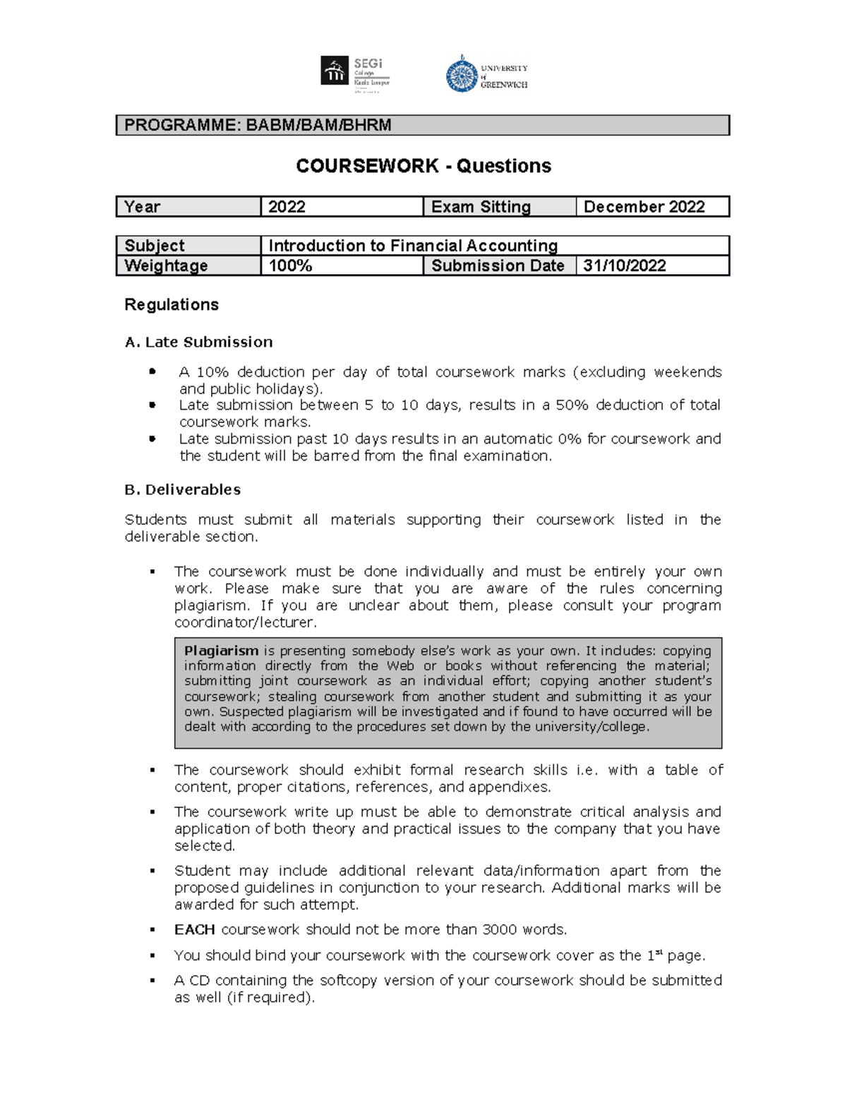 Coursework DEC22 - 3000 words - COURSEWORK - Questions Year 2022 Exam Sitting December 2022 ...