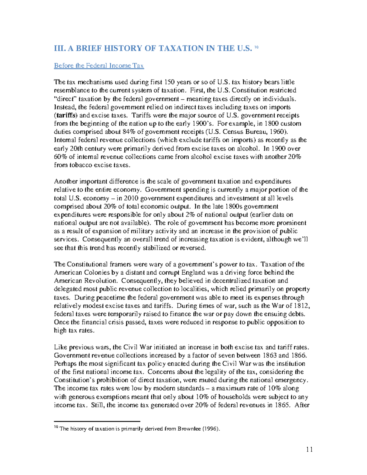 Taxes in the -5 - n/a - III. A BRIEF HISTORY OF TAXATION IN THE U. 10 ...