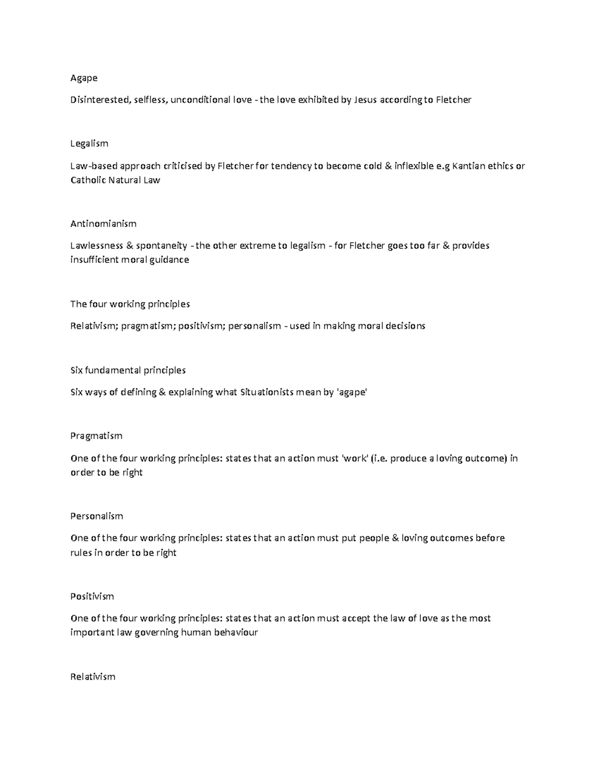 Agape Practice Activity - Agape Disinterested, selfless, unconditional ...