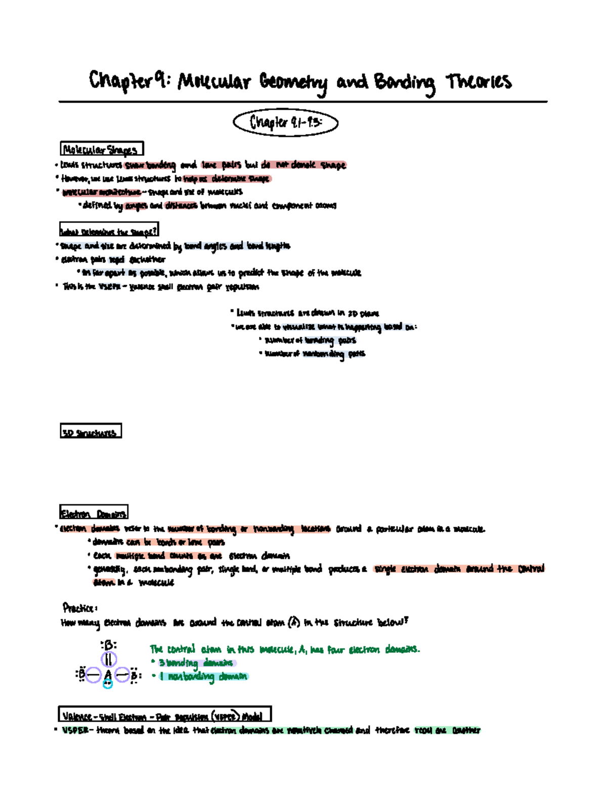 Molecular Geometry and Bonding Theories - Chapter 9 Molecular Geometry ...