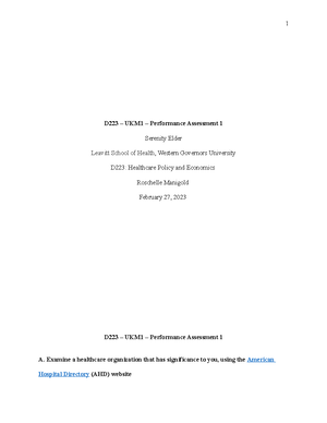 D223 task 2 final - D223 task 2 - Running head: [Shortened Title up to ...