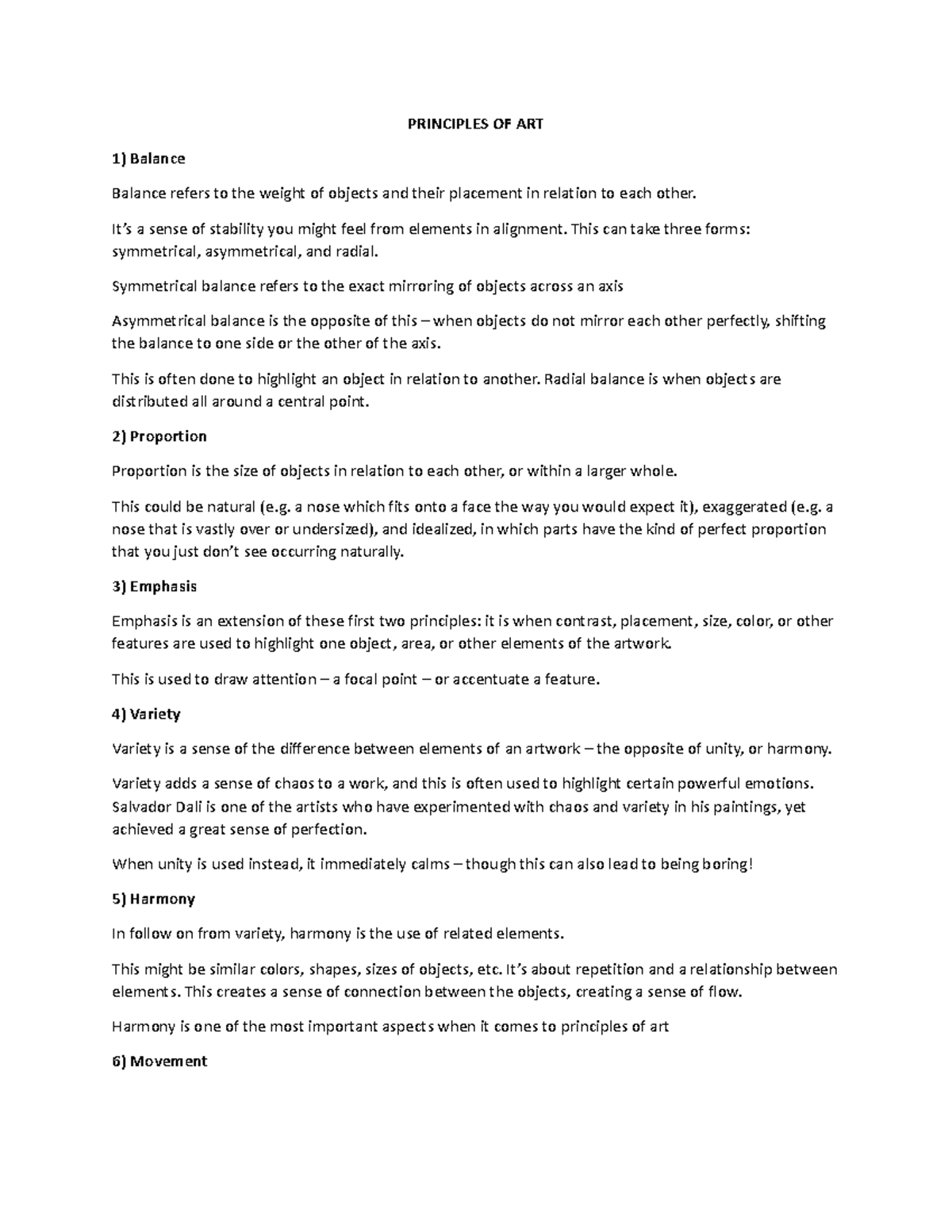 Principles OF ART - asdsda - PRINCIPLES OF ART Balance Balance refers ...