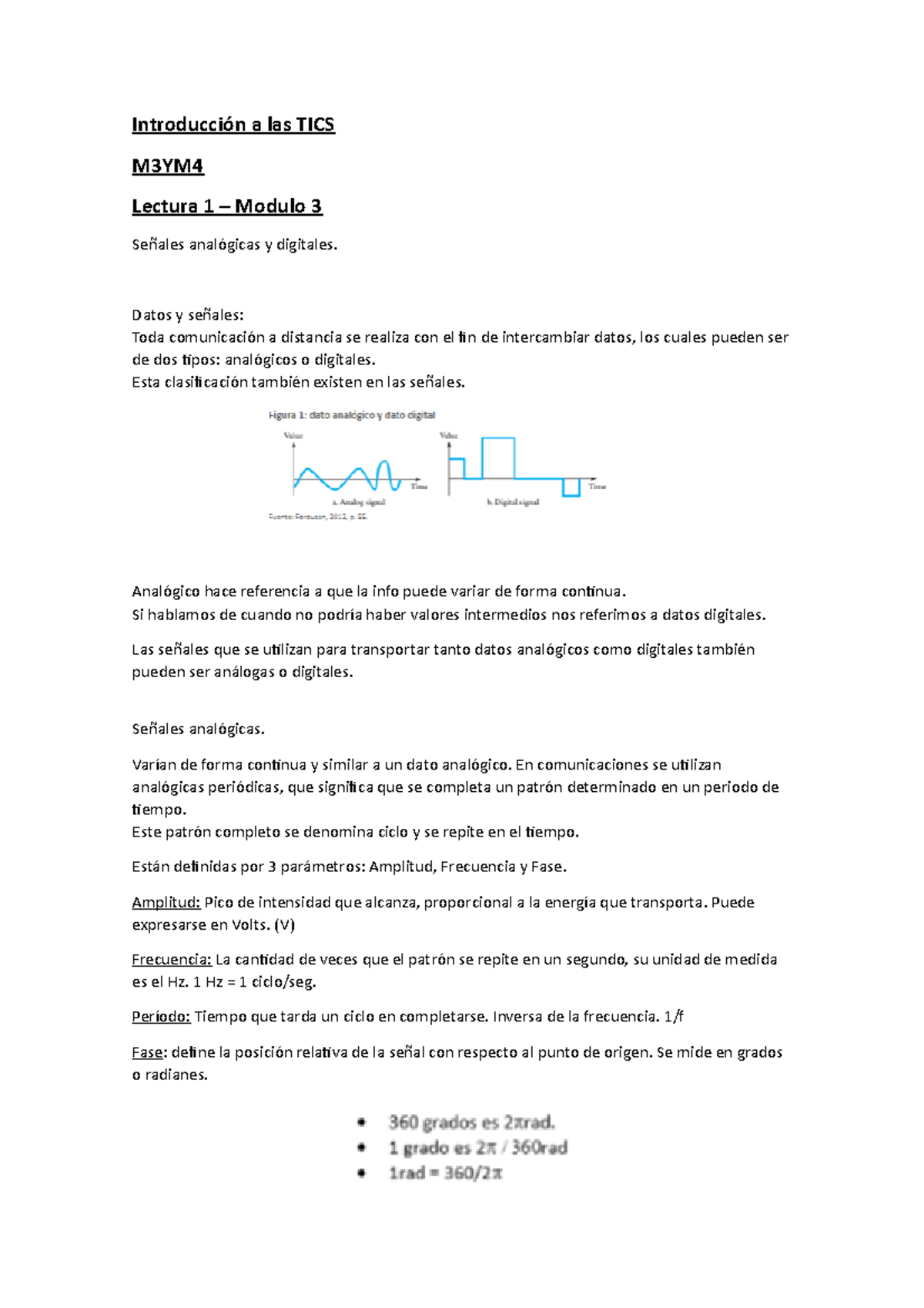 Resumen Parcial 2 INTRO A LAS TICS - Introducción a las TICS M3YM Lectura 1 – Modulo 3 Señales ...