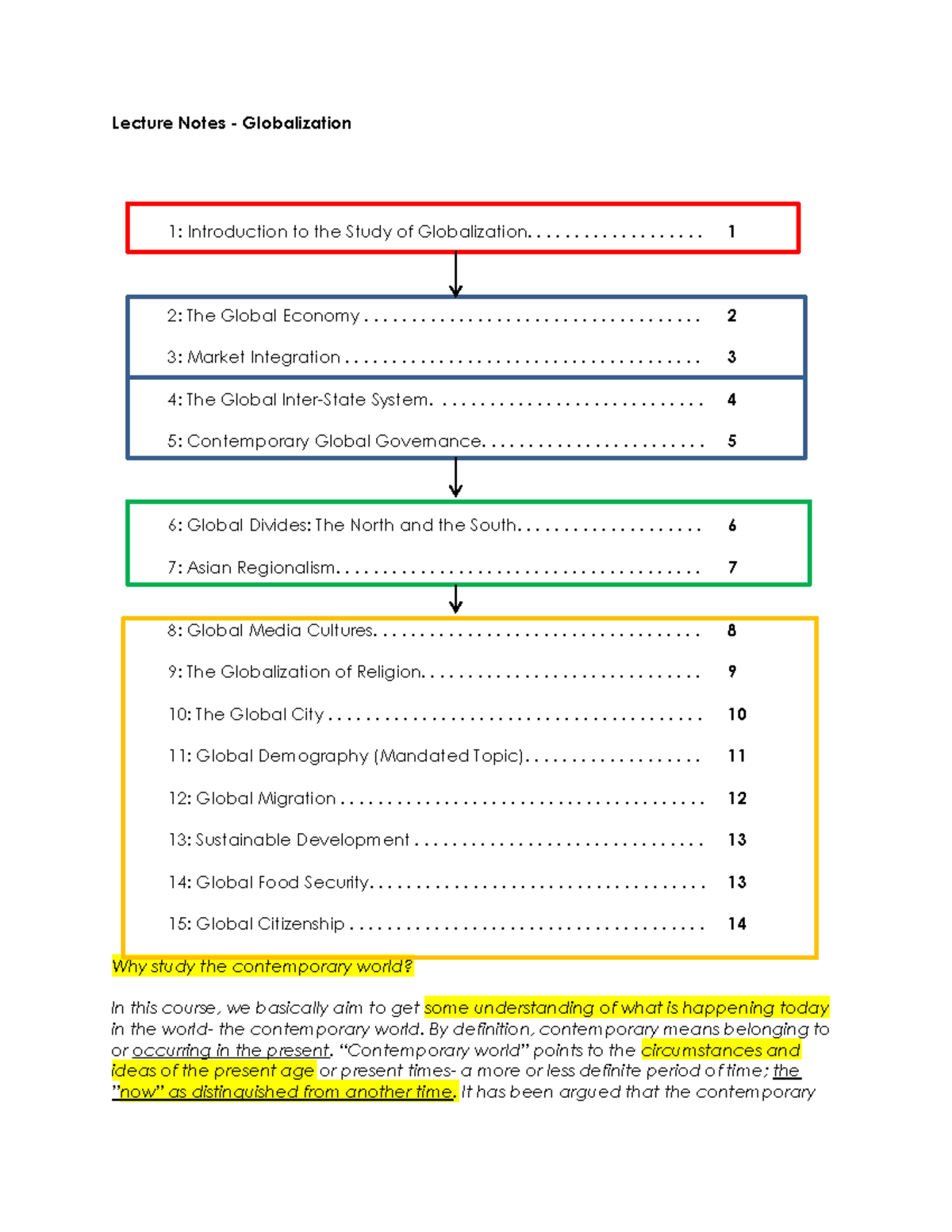 Introduction to Globalization - Lecture Notes - Globalization 1 ...