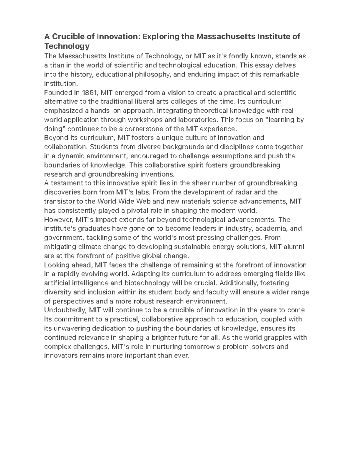 A Crucible of Innovation: Exploring the Massachusetts Institute of… - A ...