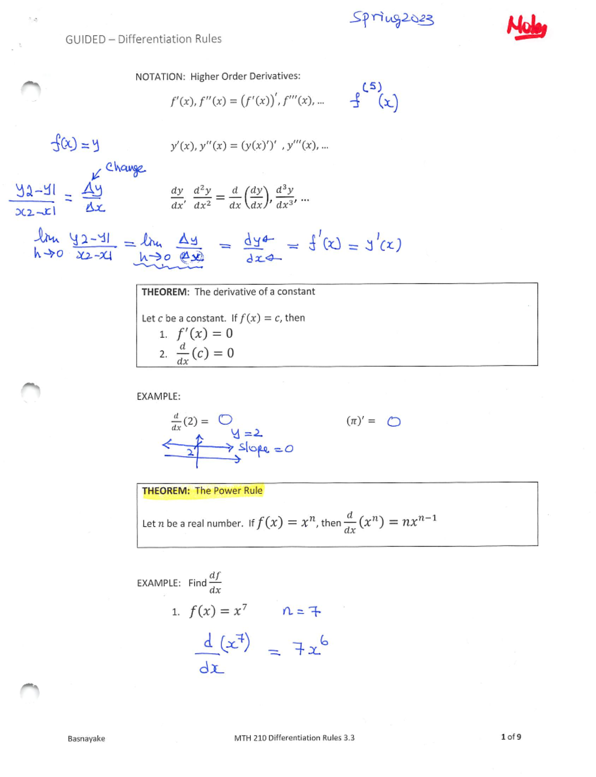 3 - Using the differentiation rule to take the derivative of functions ...