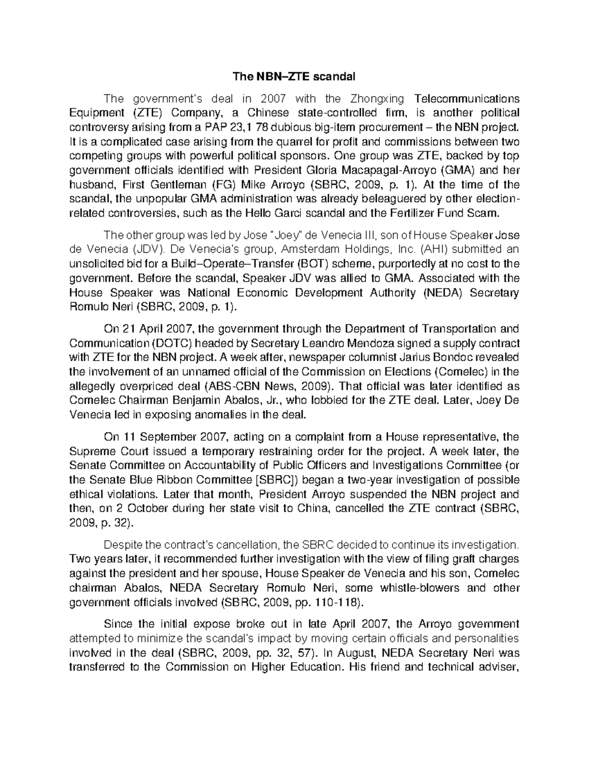 The NBN-ZTE Scandal - Research - The NBN–ZTE scandal The government’s ...