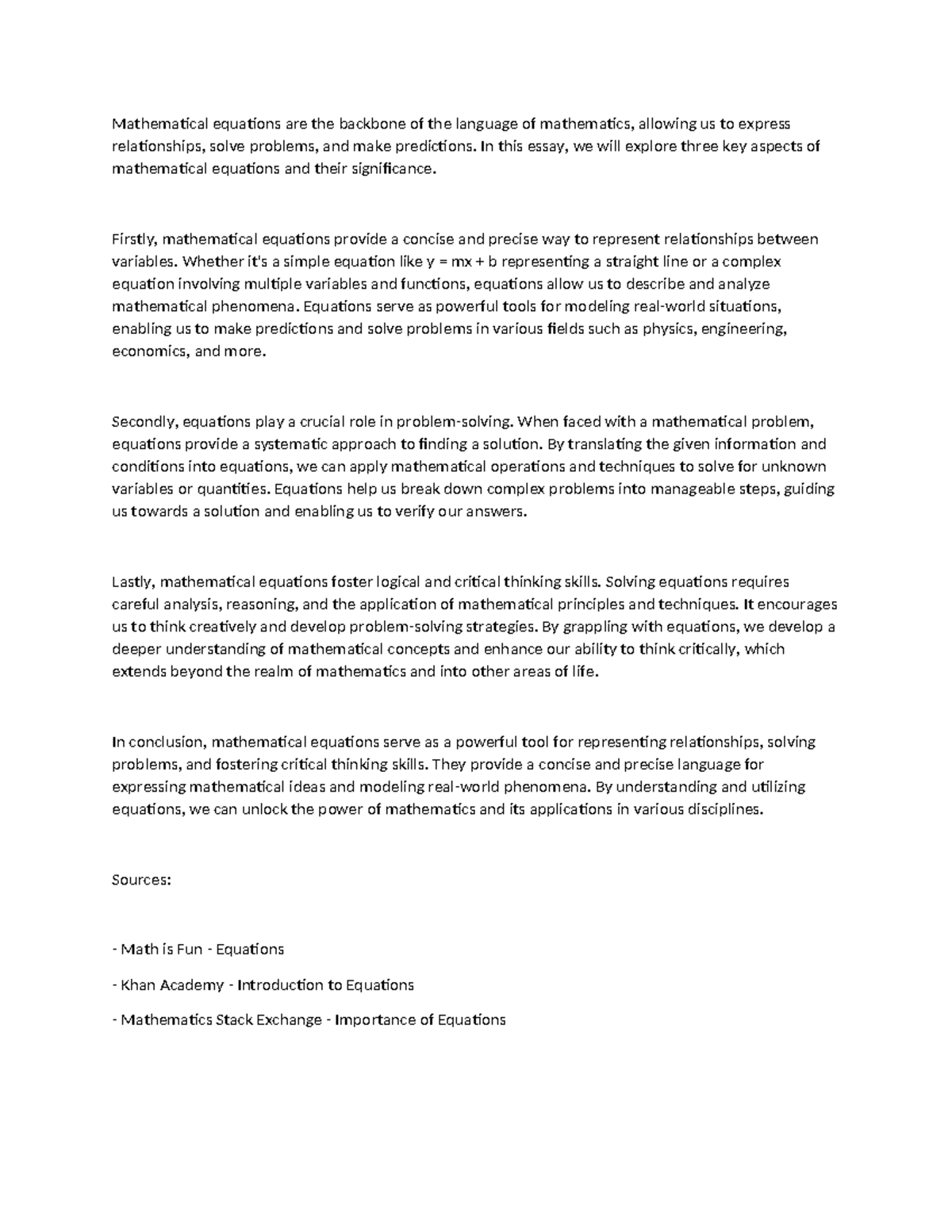 Mathematical Equation - In this essay, we will explore three key ...