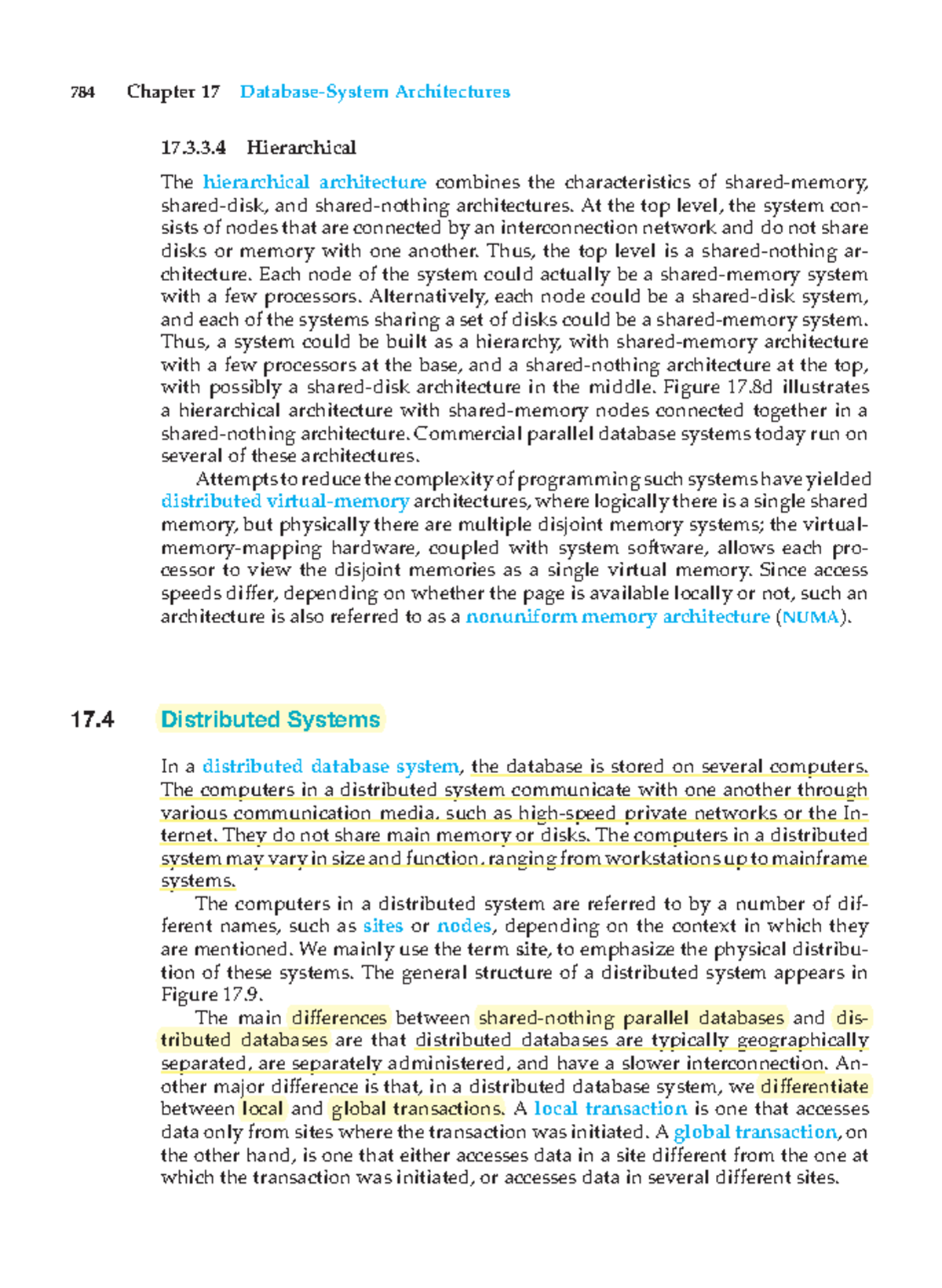 Lec9 DBAM (Distributed Database System) - 784 Chapter 17 Database-System Architectures 17.3.3 ...