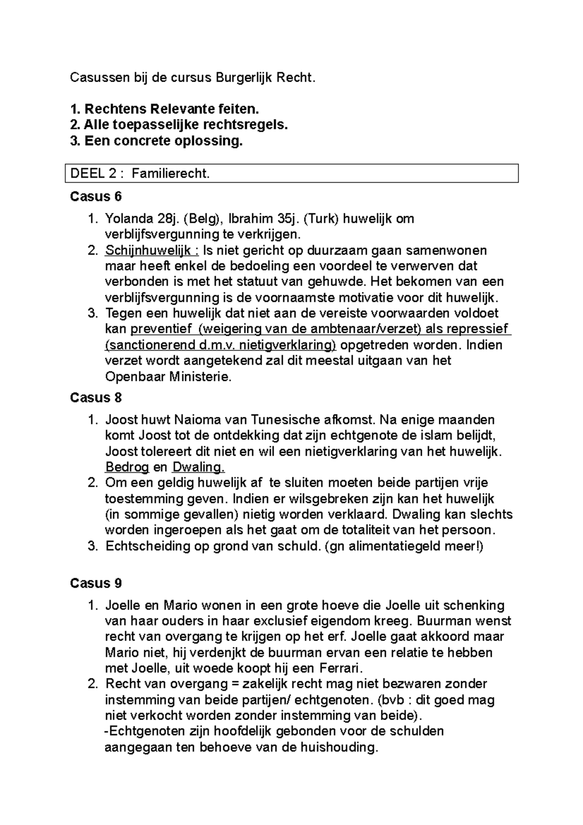 casus burgerlijk recht - Casussen bij de cursus Burgerlijk Recht ...
