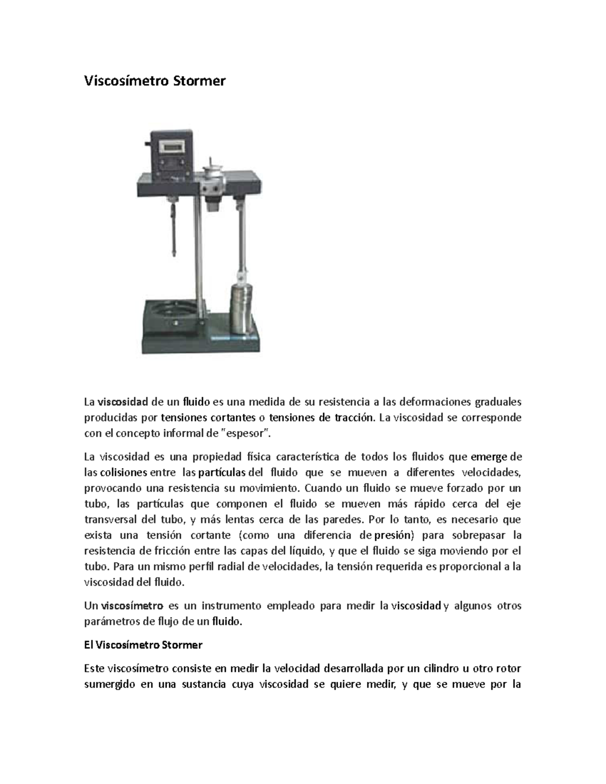 Viscosímetro Stormer - Apuntes 2 - Stormer La viscosidad de un fluido ...