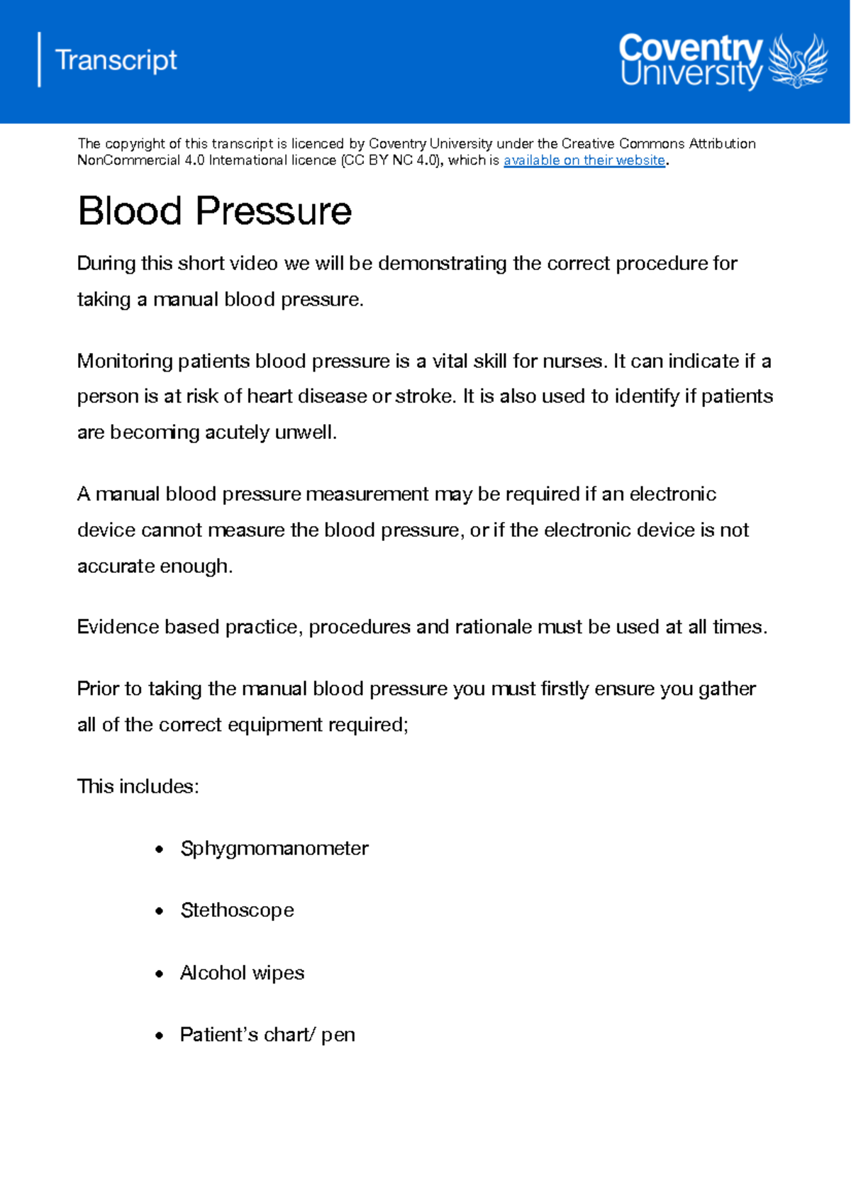 Blood pressure Transcript - The copyright of this transcript is ...